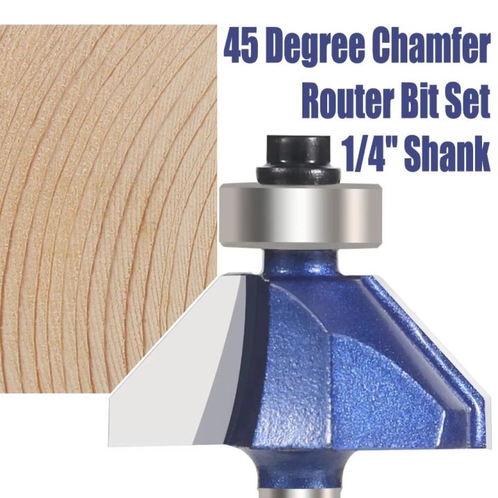 Wear-resisting /4” Shank Chamfer Router Bit High Hardness Bevel Milling ...