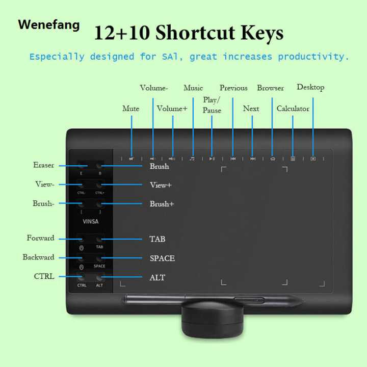 Wenefang 10*6 Digital Graphics Tablet 8192 Levels Graphic Drawing ...