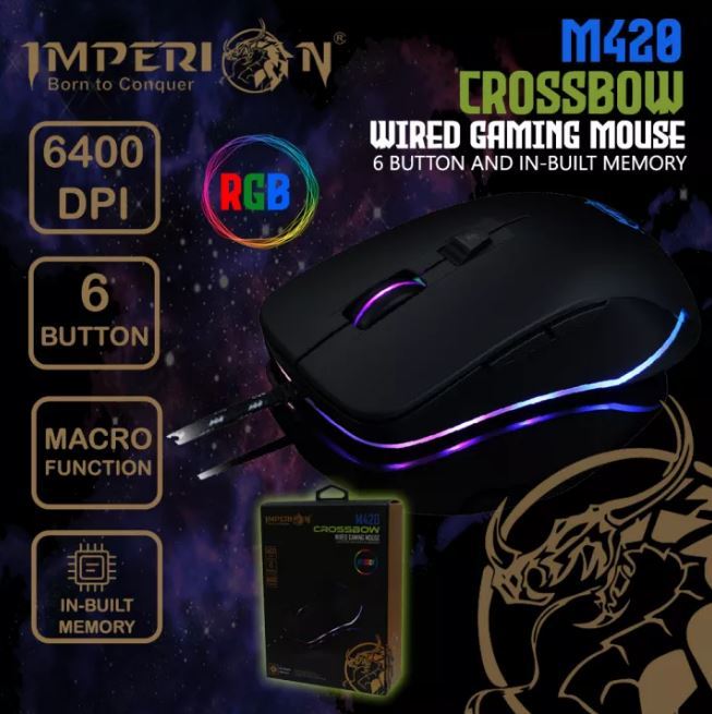 Imperion M420 Crossbow Wired Gaming Mouse 6 Buttons 6400DPI And Built ...