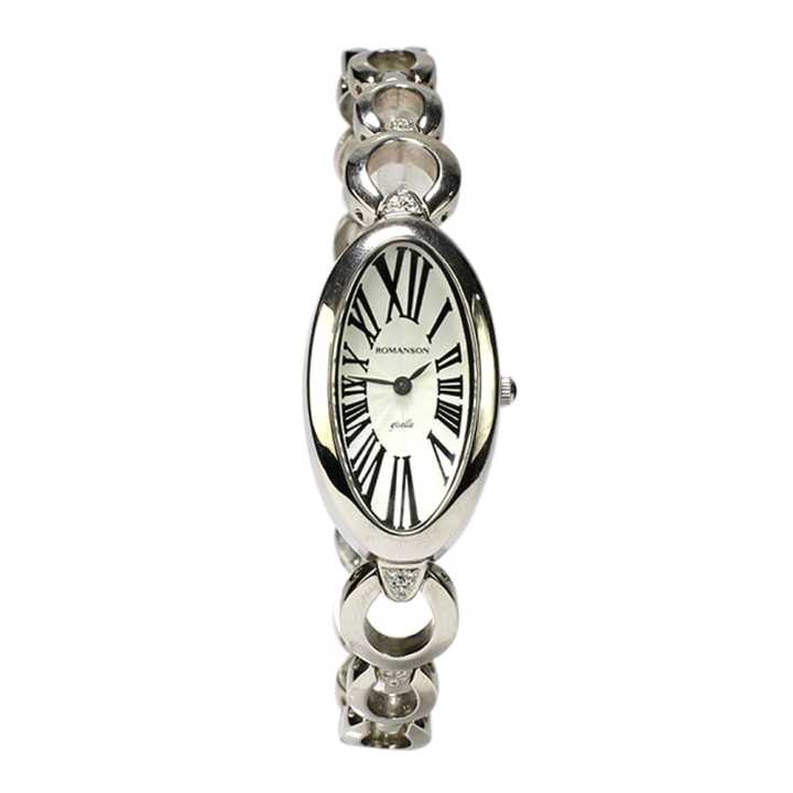 Romanson 0348Q White Oval Roman Dial Analog Watch For Women - Silver ...