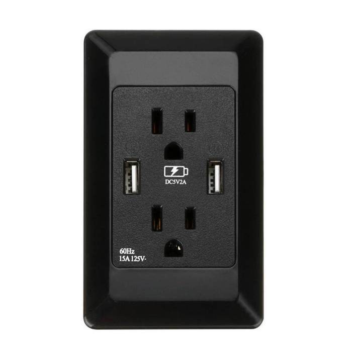 Dual USB Port Outlet Power Charger Socket Wall-Mounted Power Adapter ...