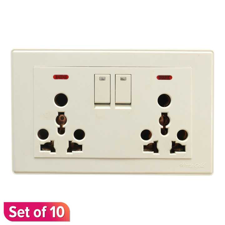 White Gold Double Power Socket Set of 10 | Daraz.com.np