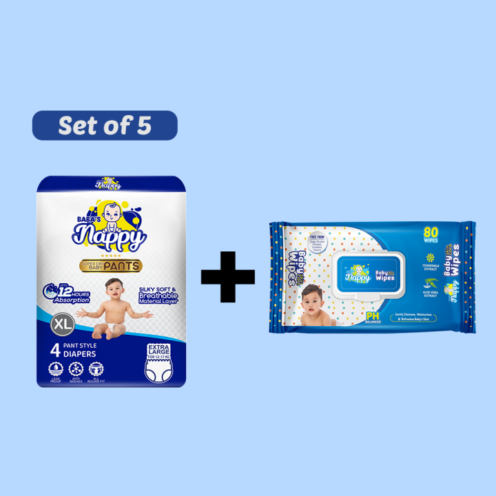Baba's Nappy Baby Pull Up Diaper 4pcs XL Set of 5 + Baba's Nappy Baby ...