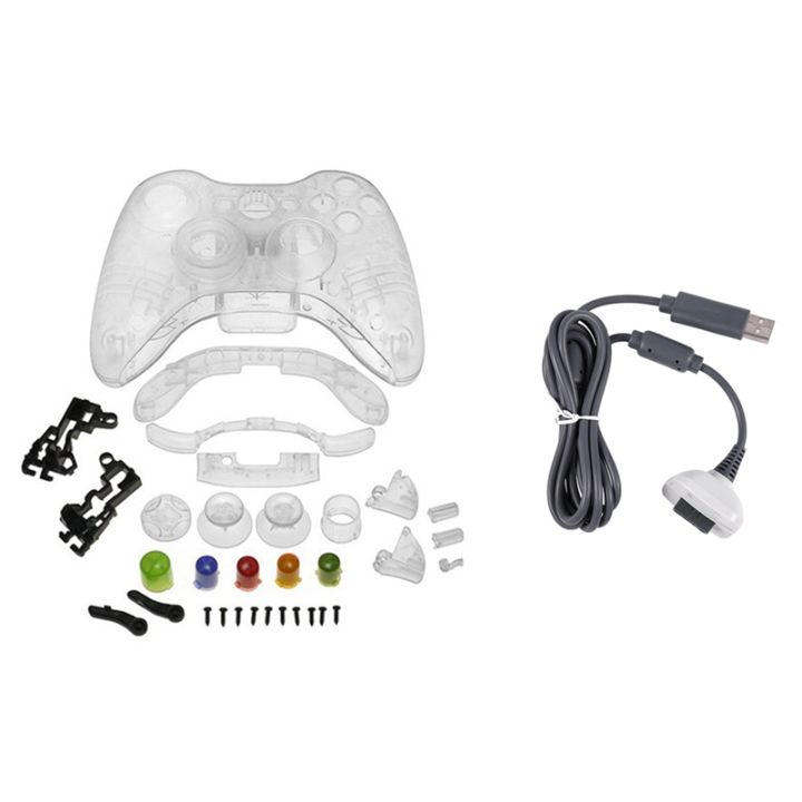 Crystal Shell Compatible with Microsoft Xbox 360 Clear & Wireless Plug ...