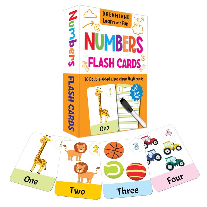 Dreamland Flash Cards Numbers - 30 Double Sided Wipe Clean Flash Cards ...