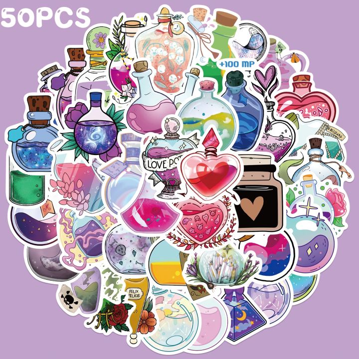 Artsy Home 25/50 Pcs Magic Potions Cute Cartoon Aesthetic Stickers for Laptops Cellphone Guitar ...
