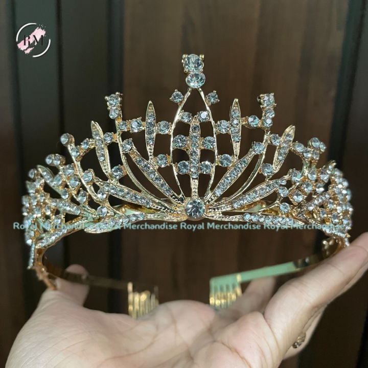 Crown / Golden Heavy Bridal Crown / Tiara / Engagement Tiara / Silver ...