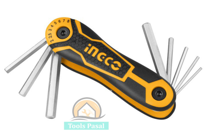 Ingco folding 8pcs Allan key set 2-8mm folding hex key set CR-V | Daraz ...