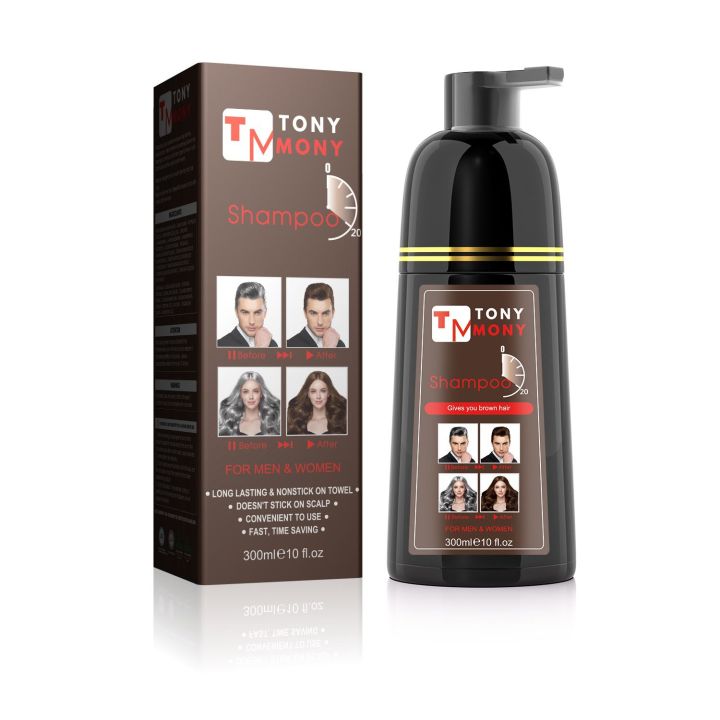 Tony Mony 300ml Shampoo Brown Hair Dye Herbal Shampoo-Brown Color ...