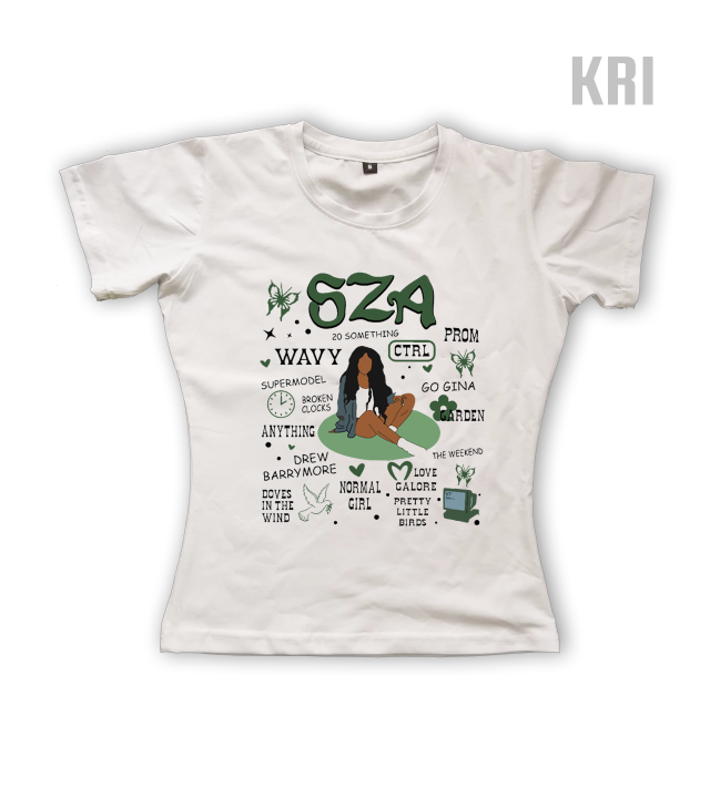 Crew Neck Ladies Slim Fit SZA Doodles II Printed Half Sleeve Crop Baby ...