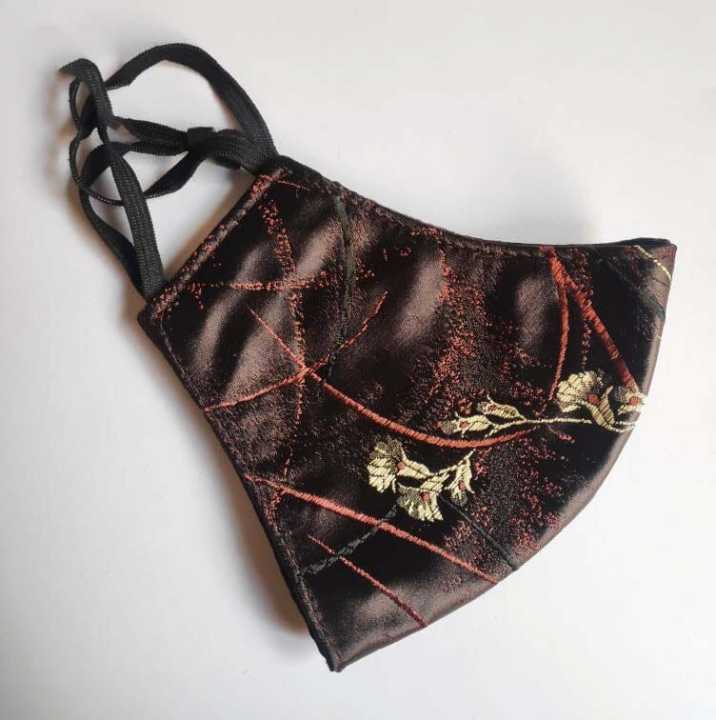 Brocade Three Layered Washable Brown Mask for Women | Daraz.com.np
