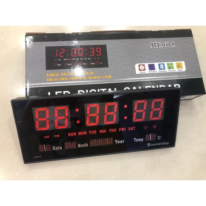 LED Digital Calendar JH3615 Digital LED Wall Clock, Length 36 cm with ...