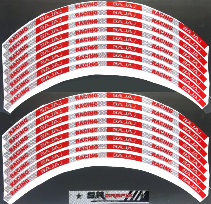 Bajaj Racing Reflective Vinyl Rim Stickers For Motorcycles / Suitable ...