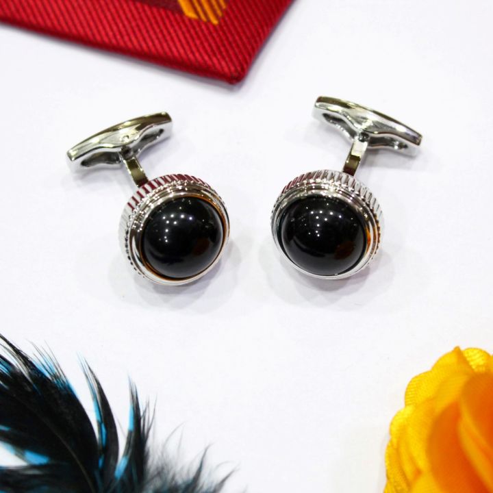 Black Abstract Circle Design Cufflink | Daraz.com.np