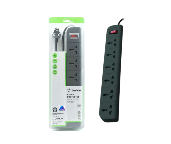Belkin Surge Protector Multiplug Extension Cord 6 Outlet Peak Business ...