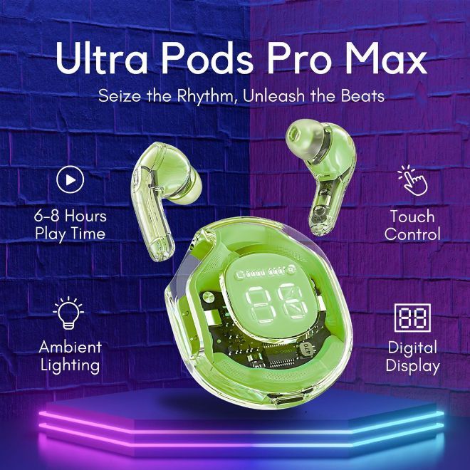 RC Ultra Pods Bluetooth 5.3 Earbuds Stereo Touch Control With Flash ...