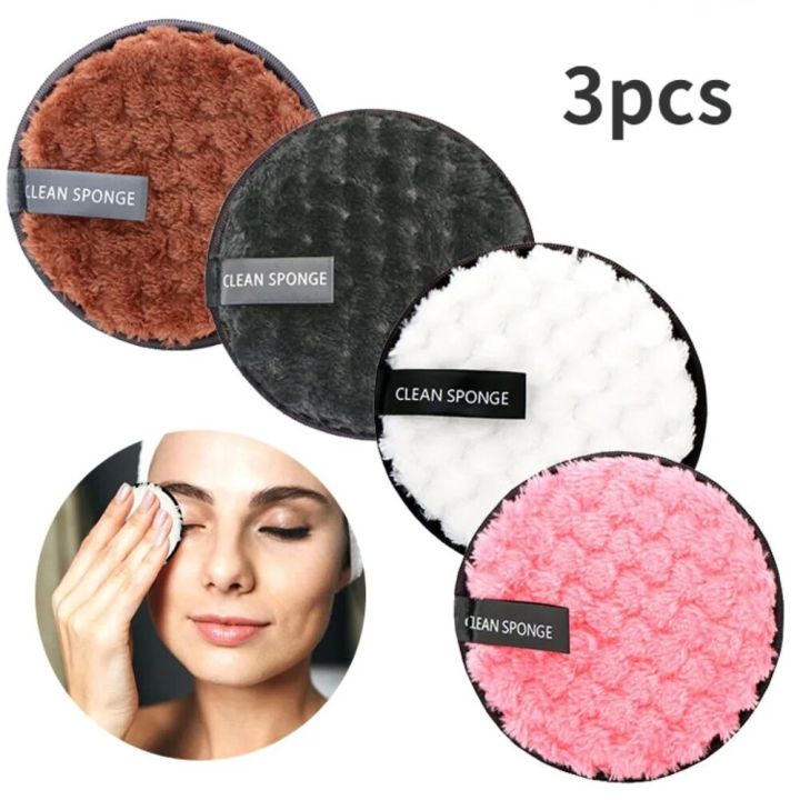 3Pcs Make Up Remover Pads Reusable Cotton Wipes Microfiber Washable ...