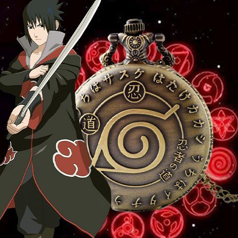 Naruto Vintage Flip Pocket Watch Anime Naruto Sasuke Konoha Fashion ...