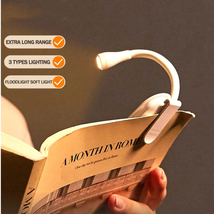 Mini Book LED Eye Protection Reading Night Light Adjustable Clip-On ...