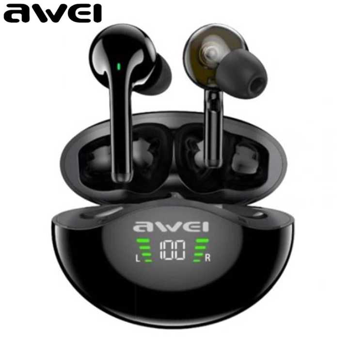 Awei T12P TWS Wireless Earbuds Dual Dynamic Driver Earphones Bluetooth 5.1 Handsfree Deep Bass ...