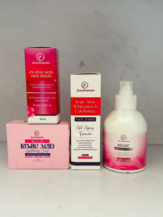 Zuwa Cosmetics Kojic Set, 4 in 1, For Melasma , Acne and Pigmentation ...