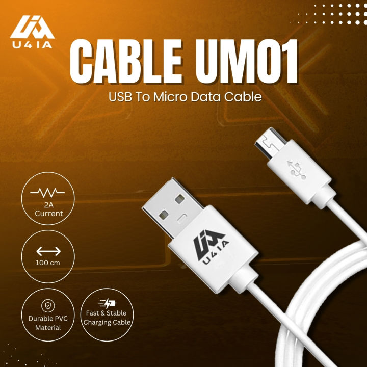 U4IA USB To Micro Data Cable UM01 | 100 cm | Durable PVC Material | 2A ...