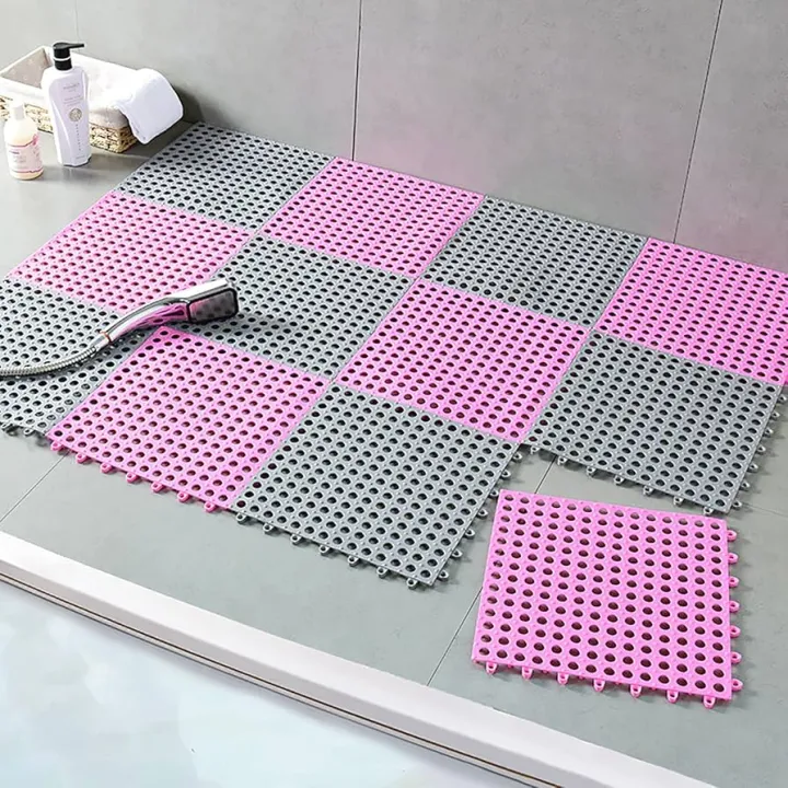 4pcs Non-slip Mosaic Mat Shower Bath Pad Pvc Massage Solid Color ...