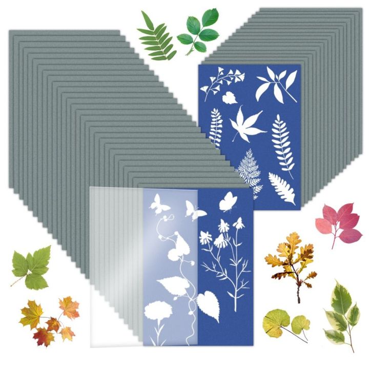 24PCS Creative Natural Fiber Cyanotype Paper Silhouette Painting Easy ...