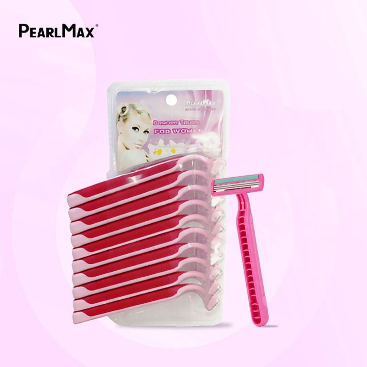 PearlMax Disposable Razor (Pink) | Women's Super Stainless | 10 Razors ...
