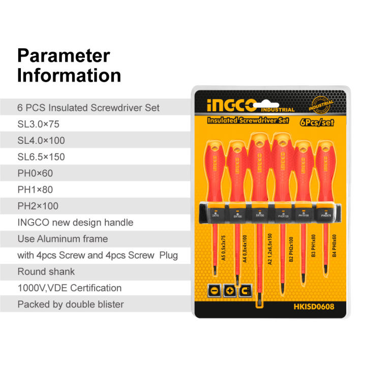 Ingco HKISD0608 6 PCS Insulated Screwdriver Set | Daraz.com.np