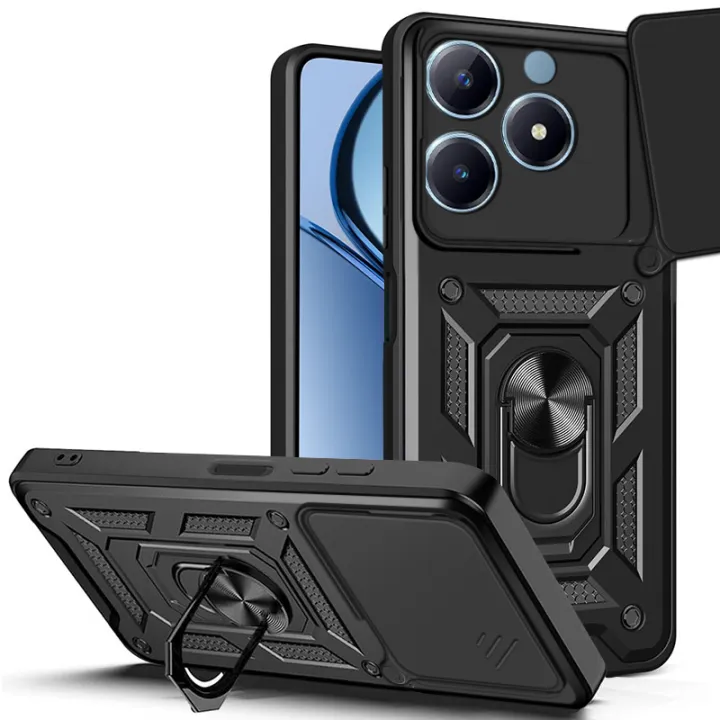 Vantime for Realme C63 / C61 4G Case Stand Slide Lens Cover Shockproof Hard Phone Back Casing ...