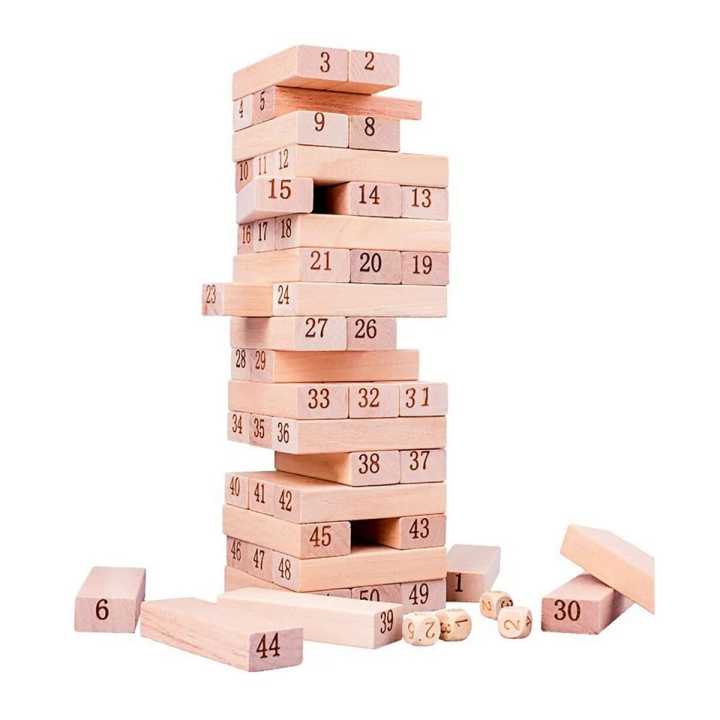 Jenga Wooden Blocks Multiplayer Party Game 52Pcs With Dices | Daraz.com.np