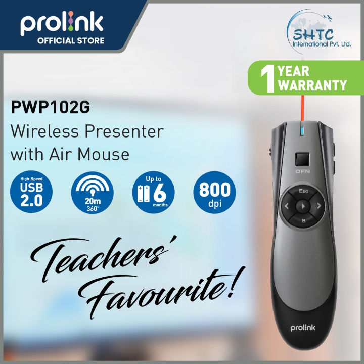 Prolink 2.4 Ghz Wireless Presenter With Air Mouse - PWP102G | Daraz.com.np
