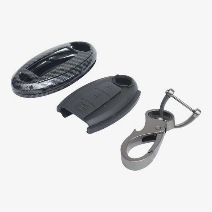 Black Color Carbon Fiber Key Cover For Nissan Magnite | Daraz.com.np