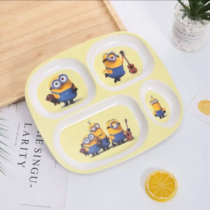 Masala Beads Cute Minions Cartoon Four Grid Platter Plate Children's ...