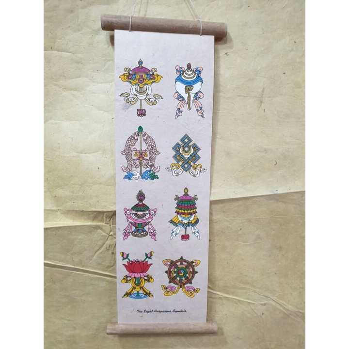 Astamangal 8 Auspicious symbol Wall Hanging Lokta Paper painting wall ...