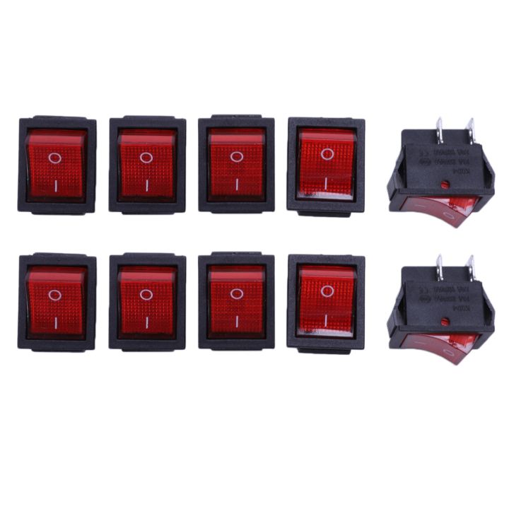 (COKP) 10 x Red Illuminated Light On/Off DPST Boat Rocker Switch 16A ...