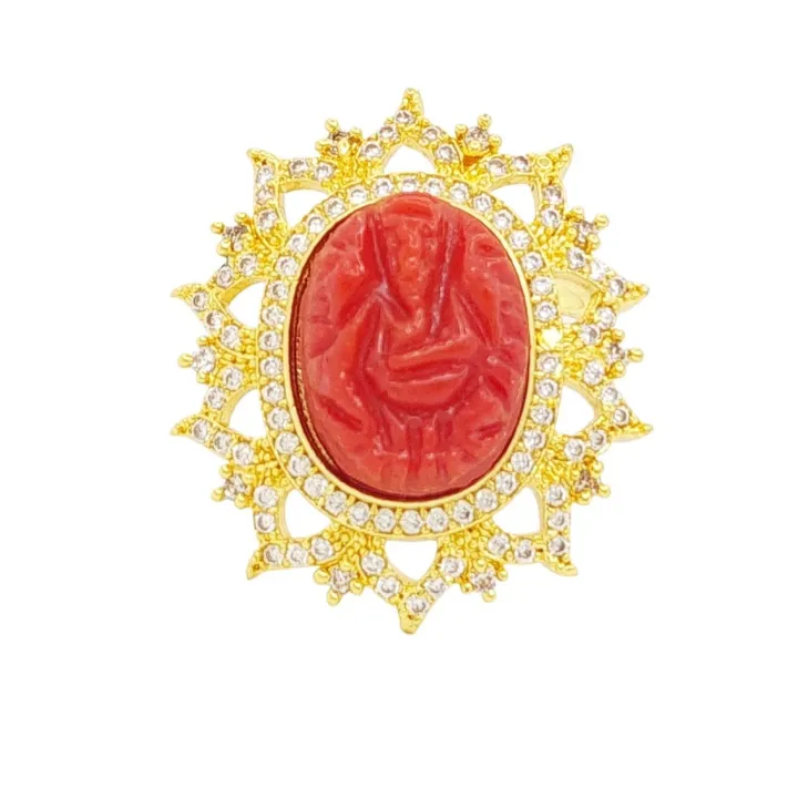 Panchadhatu Big Size Ganesh Muga Stone Ring Adustable Free Size Authi ...