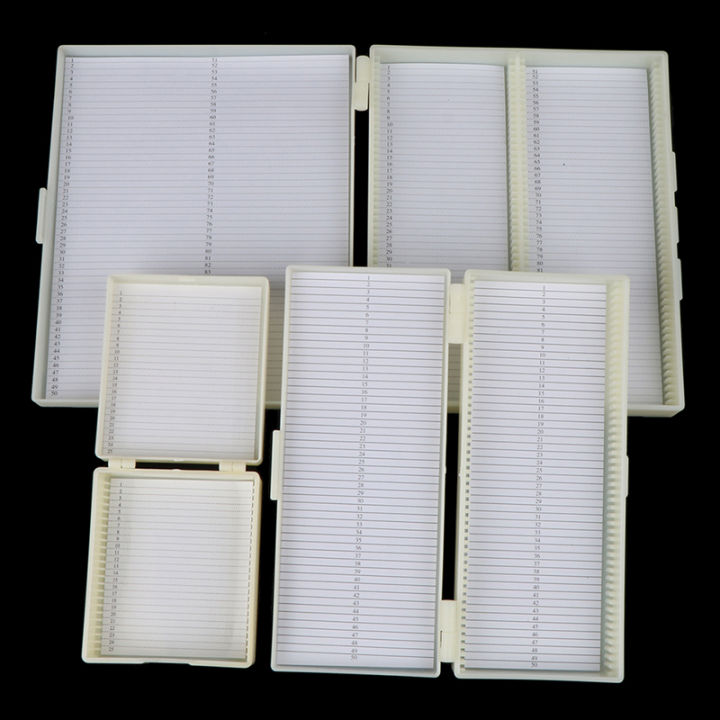 25/50pcs Plastic Microscope Glass Slide Box Biological Slices Storage ...