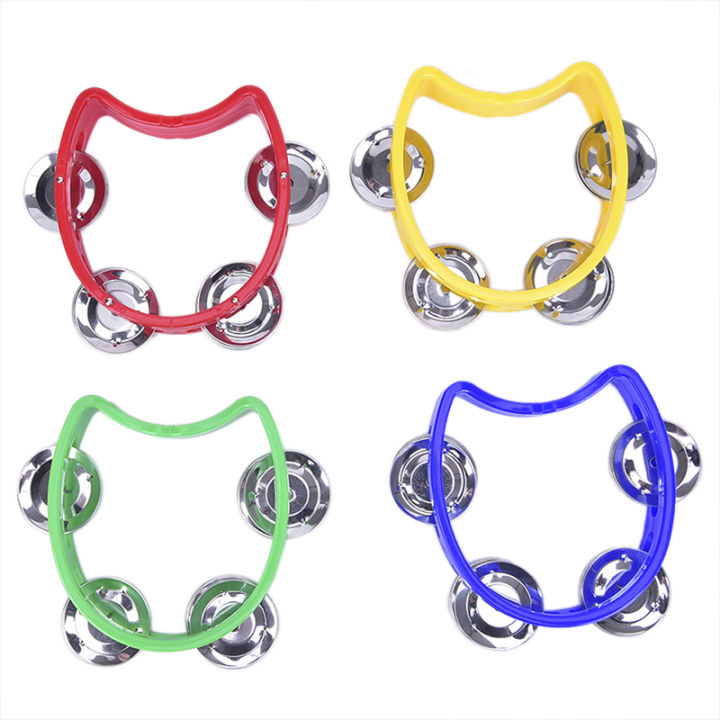 Hand Held Tambourine Metal Bell Plastic Percussion for KTV Party Kid ...