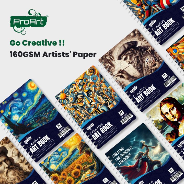 ProArt Creative Art Book, 160GSM- 13.5x10cm (Pack of 4), Artist Grade ...