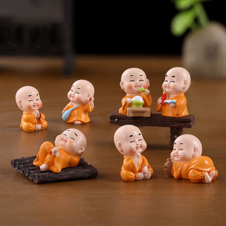 Miniatures Buddhist Monk Figurine Micro Landscape Ornament Home Car ...