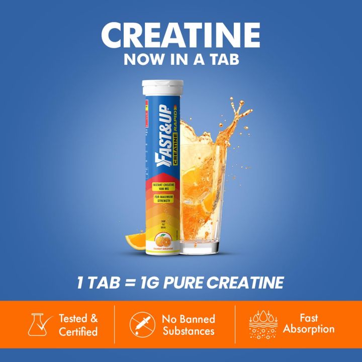 Fast&Up Creatine Monohydrate- 20 Effervescent Tablets (Orange Flavor ...