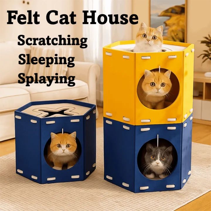 Japanese Style All-in-one Cat House Hole Design Stackable Cat Castle ...