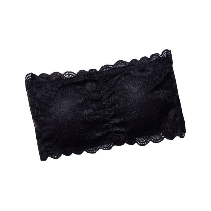 Lace sexy bandeau underwear ladies anti-walking light gathered base ...