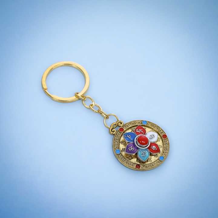 Six Lucky Signs Keychain With Tibetan Prayer Wheel Keychain | Daraz.com.np