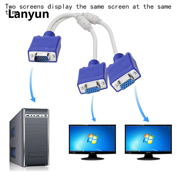 Lanyun 1 to 2 VGA Cable Splitter 15 Pin VGA Male to VGA Female 【2025 ...