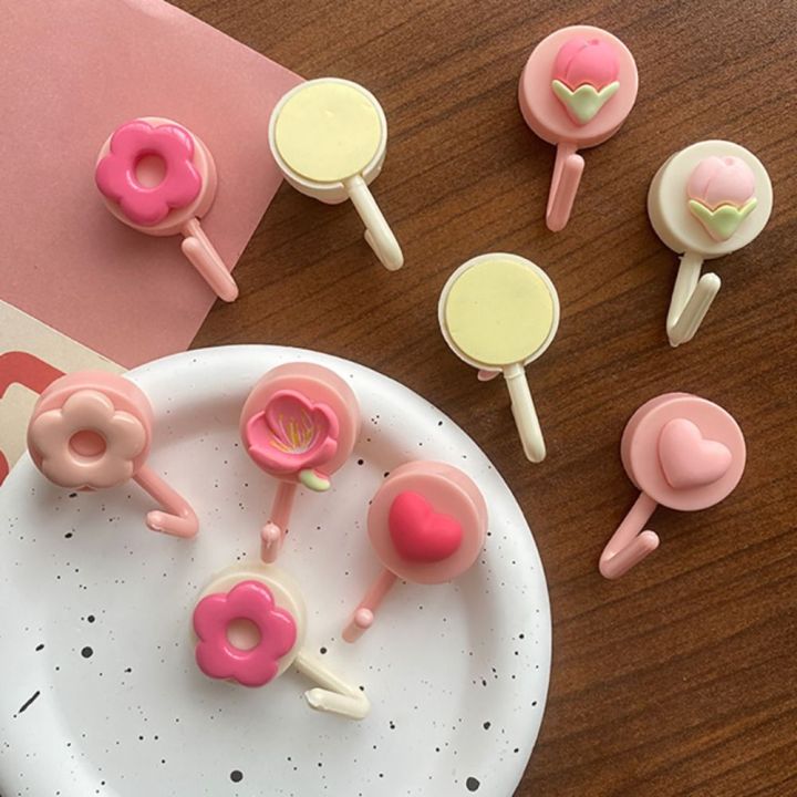 Creative Self Adhesive Wall Decor Hook Multi-function Without Drilling Door Hook Flower Multi ...