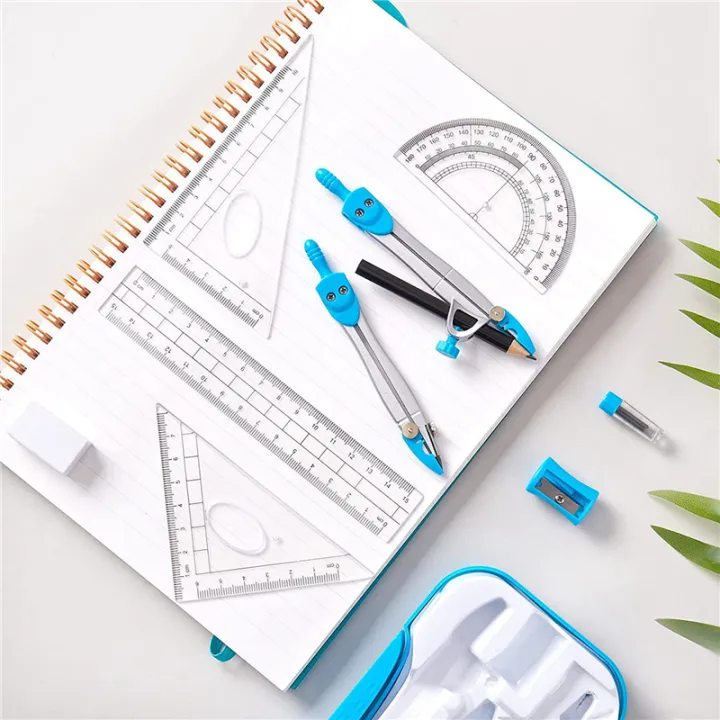 Geometry Set 30 Pcs Math Supplies Kit,Including Compass,Protractor,Ruler,Eraser,Pencil ,for ...