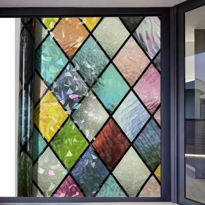Static Clings Frosted Stained Glass Window Sticker Vintage Translucent ...